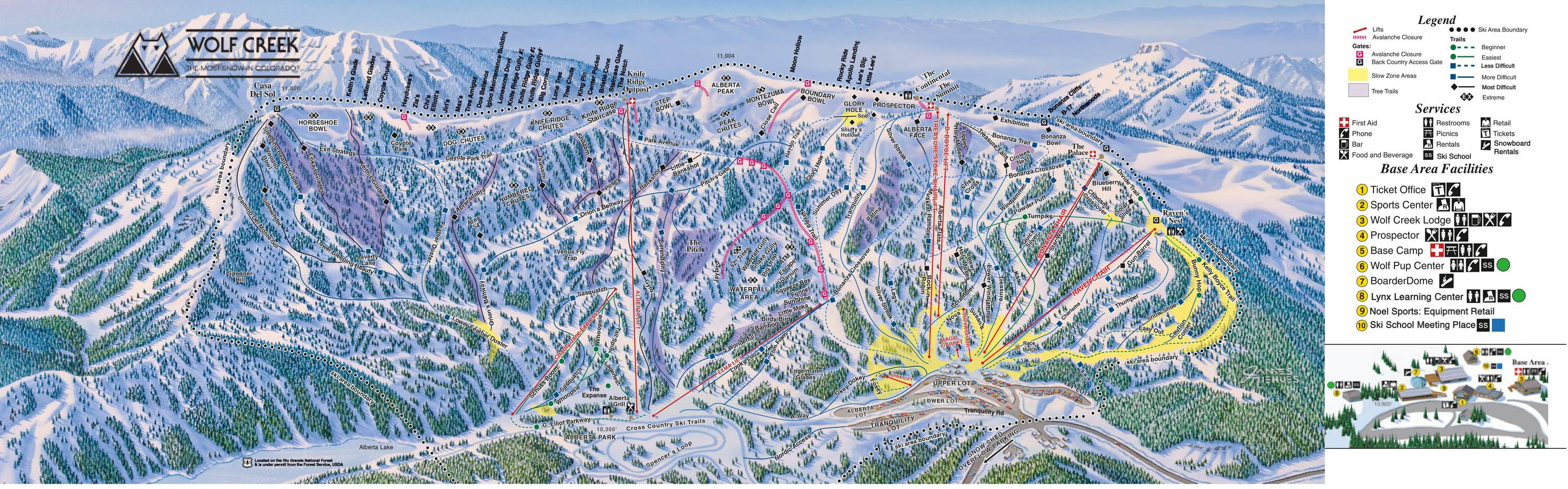 Piste map for Wolf Creek | FindSkiHolidays.com