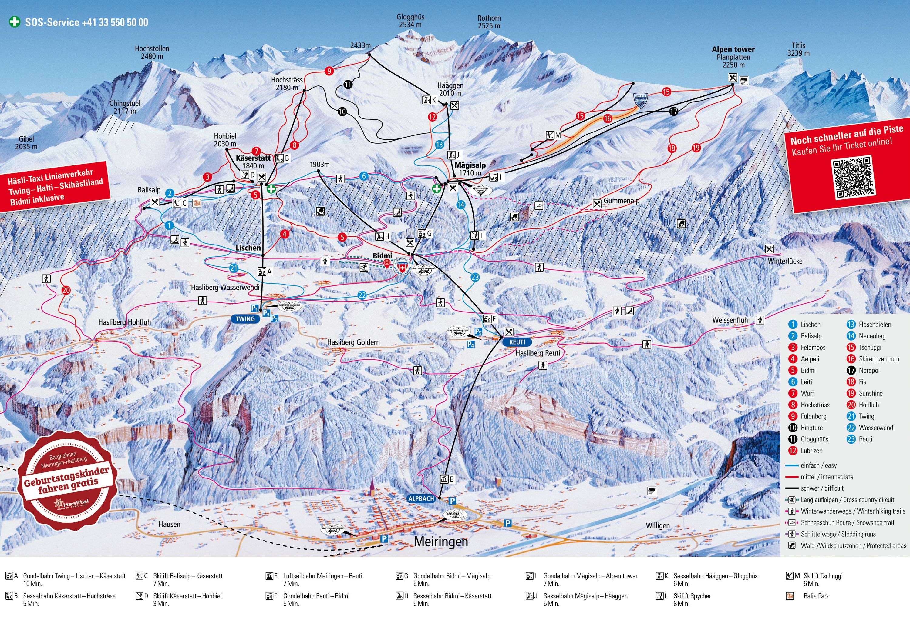 Piste map for Meiringen-Hasliberg | FindSkiHolidays.com