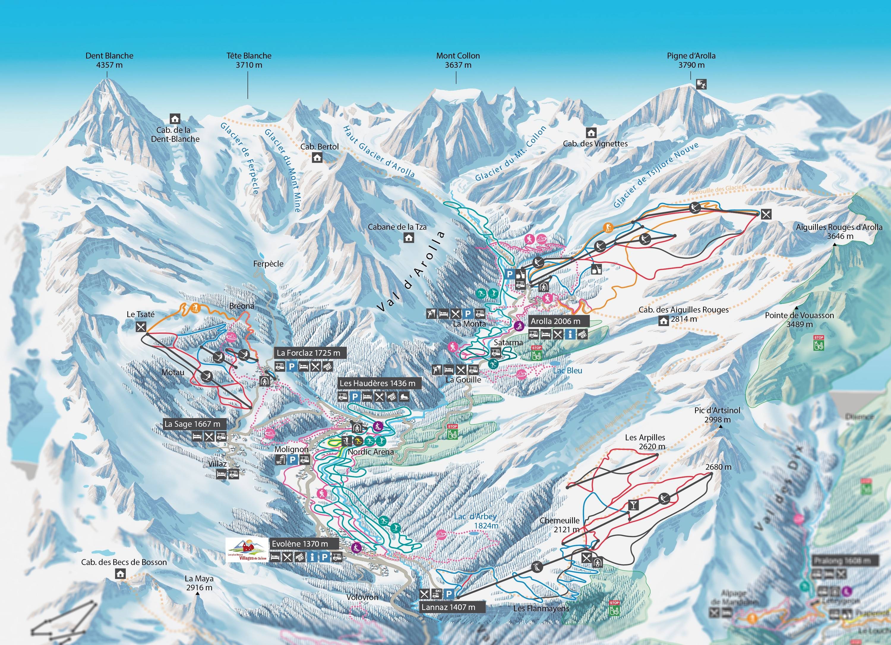 Piste map for Evolène | FindSkiHolidays.com